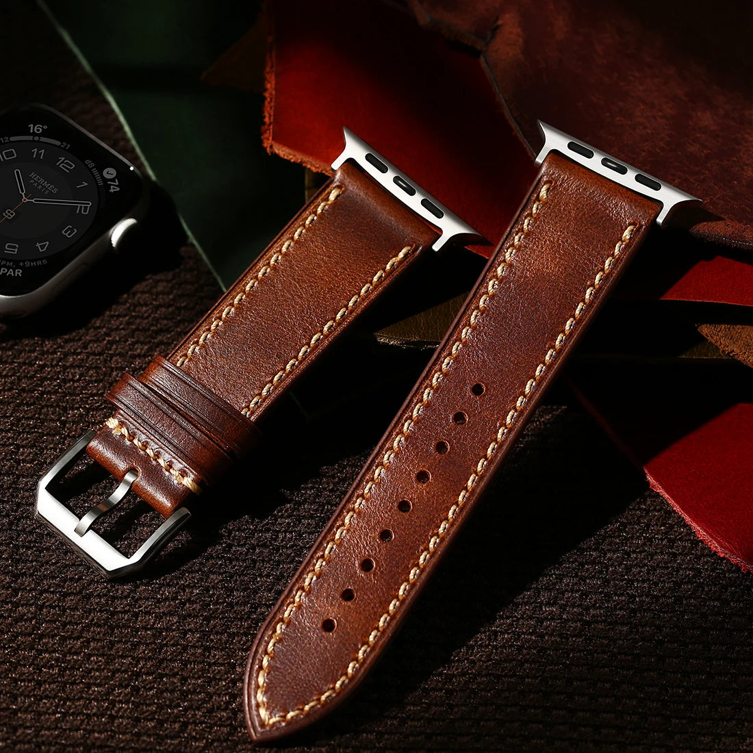 Apple Watch Ultra 2 49mm Top Quality Leather Strap For iWatch Series 9 ...