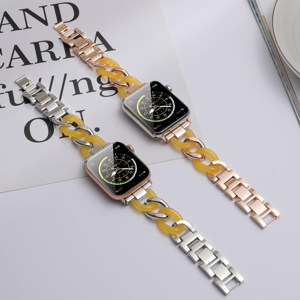 Apple Watch Band Series 7 6 5 Cowboy Chain Style Resin Steel Watchband ...