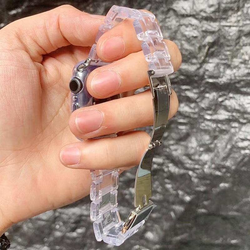 White Resin Watch Strap, Apple watch 10 9 8 7 6 5 band transparent Wat ...