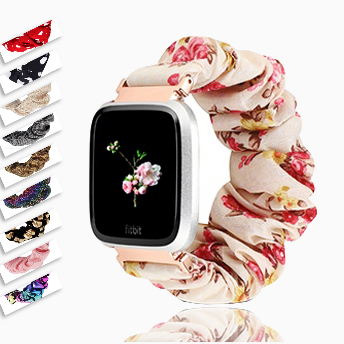 Fitbit Versa watch band 22mm, Flower floral beige pink spring summer g ...
