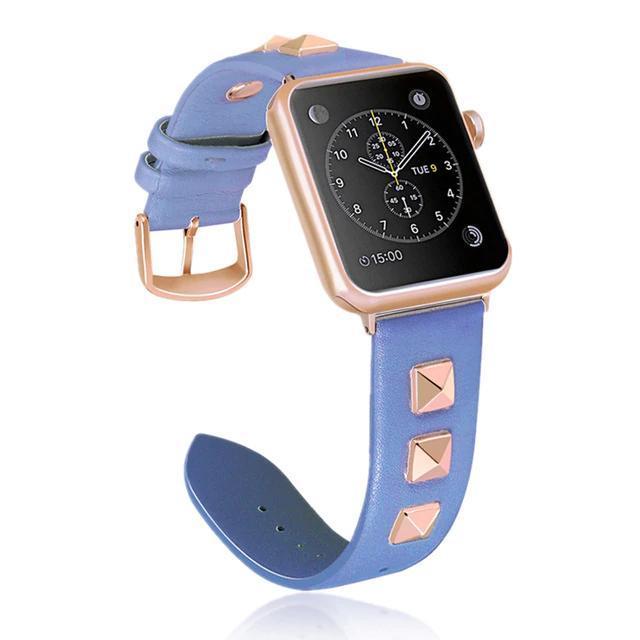 www.Nuroco.com - Apple watch band Punk gold studded leather rivets ...