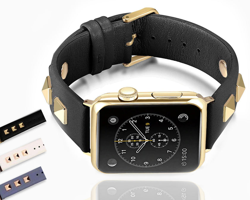 Punk Studded Leather Rivets studs Design fits iWatch, Series – www ...