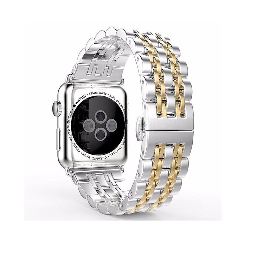 Pure Silver Luxury Two Tone Links Stainless Steel Apple Watch – www ...