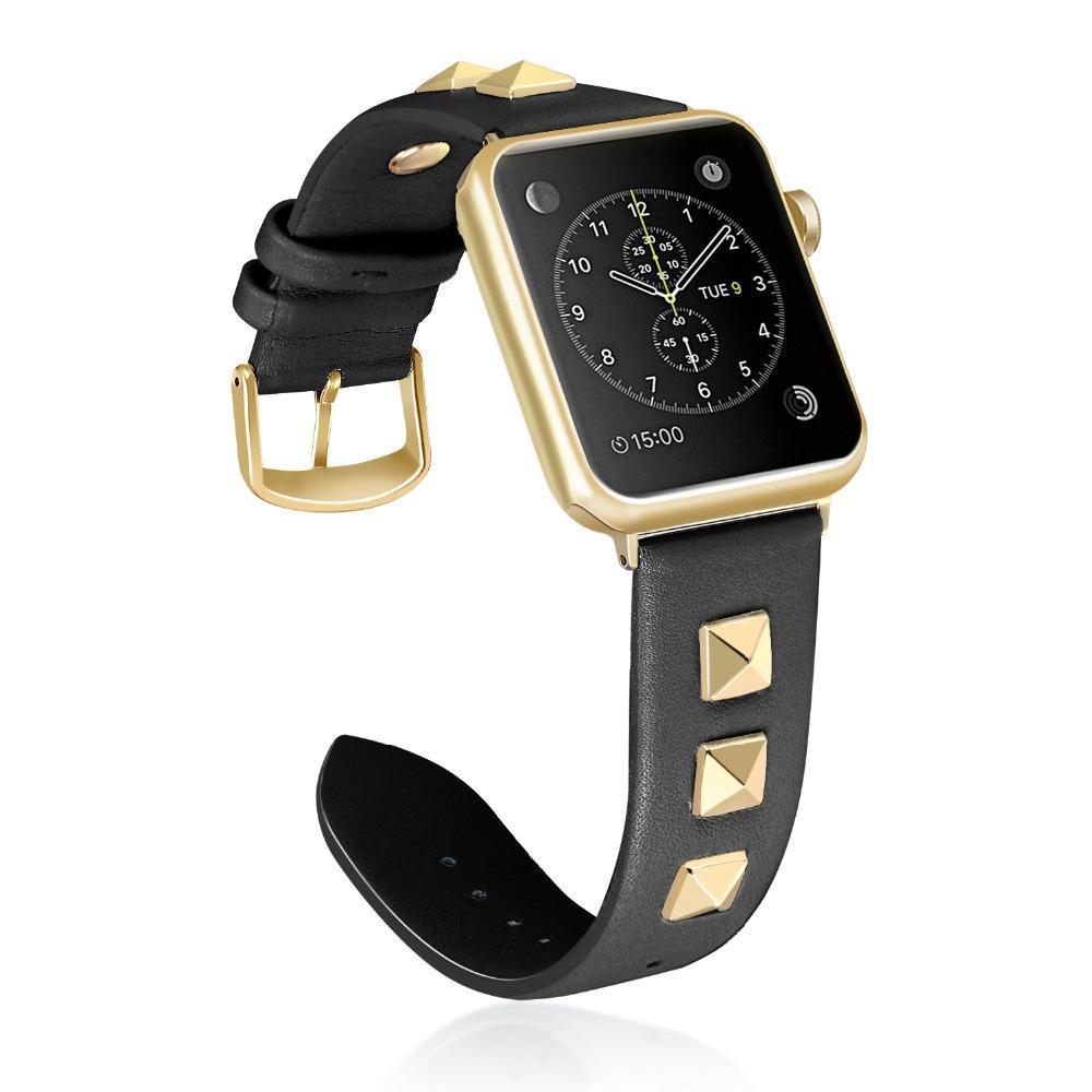 www.Nuroco.com - Apple watch band Punk gold studded leather rivets ...