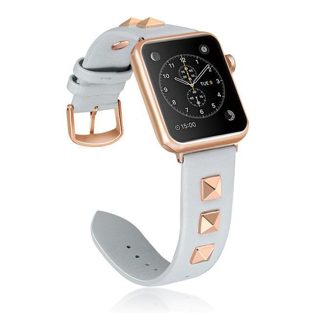www.Nuroco.com - Apple watch band Punk gold studded leather rivets ...