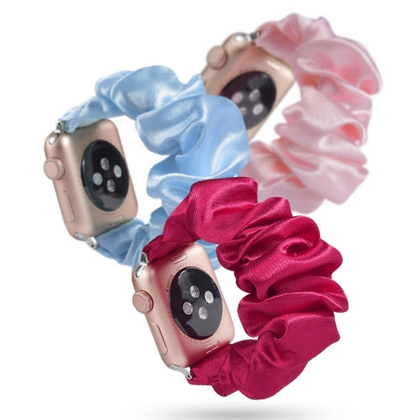Red Pink Purple Silk Apple Watch Scrunchie Elastic Band Series 7 6 5 ...