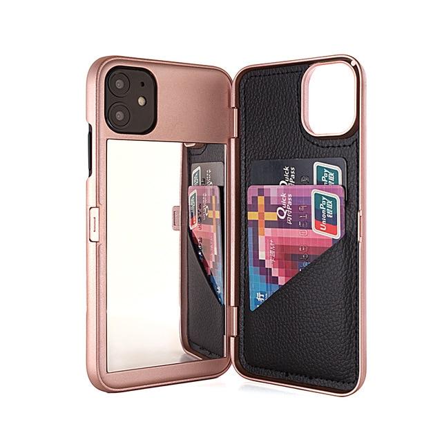 Beauty Flip Card Slot Wallet Make Up Mirror Back Cover Case for iPhone ...